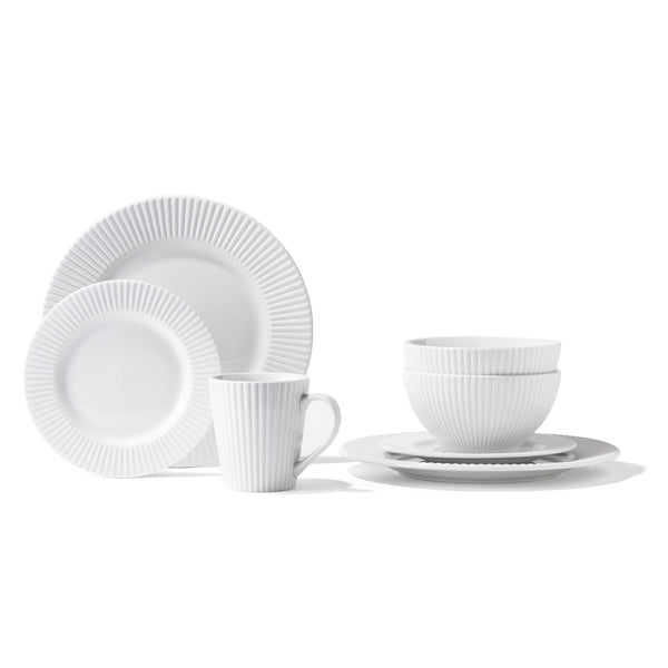 REESE PORCELAIN 16 PC DINNER SET: 10.5"DP, 7.5"S, 6"BW, 12oz Mug RB ...